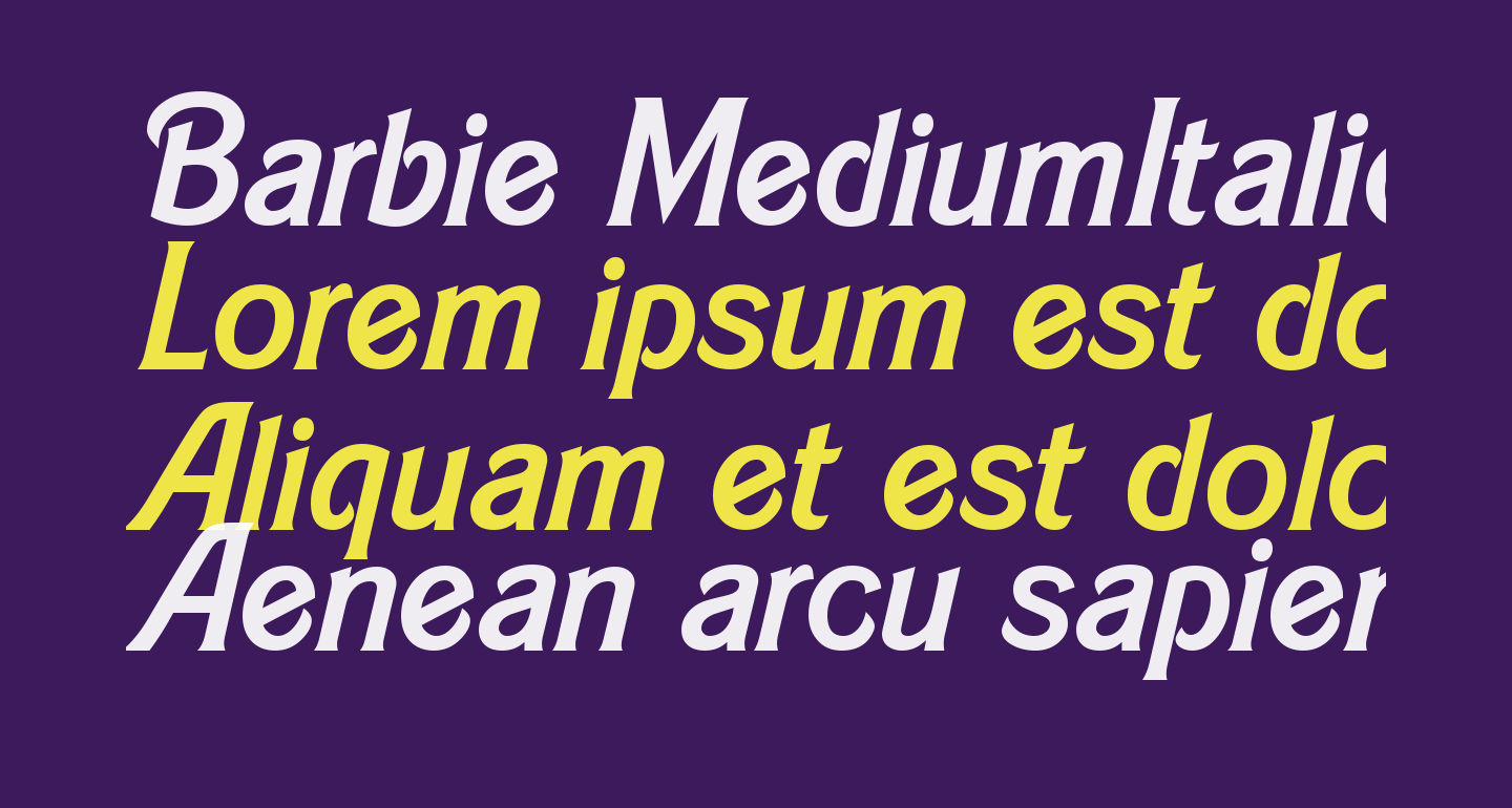 Barbie MediumItalic free Font - What Font Is