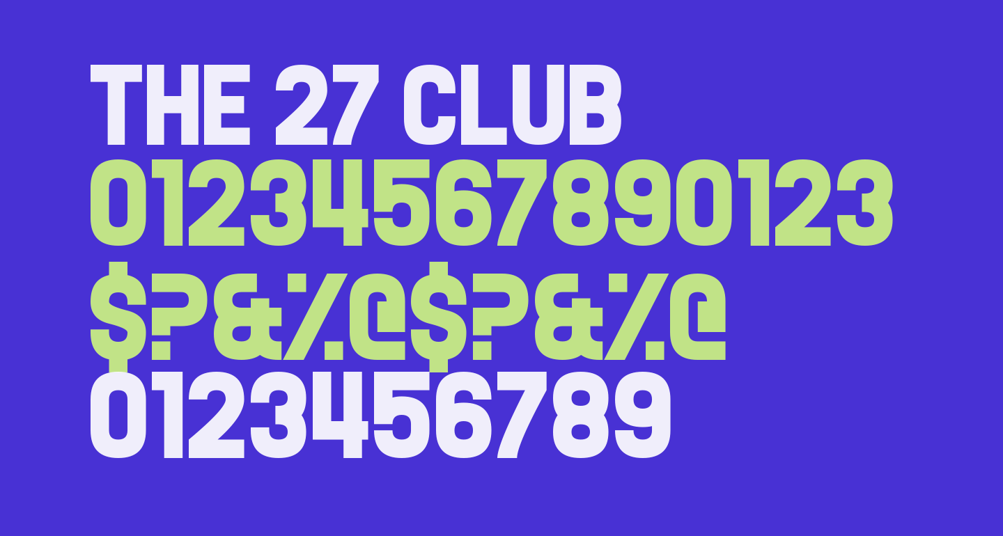 The 27 Club free Font - What Font Is